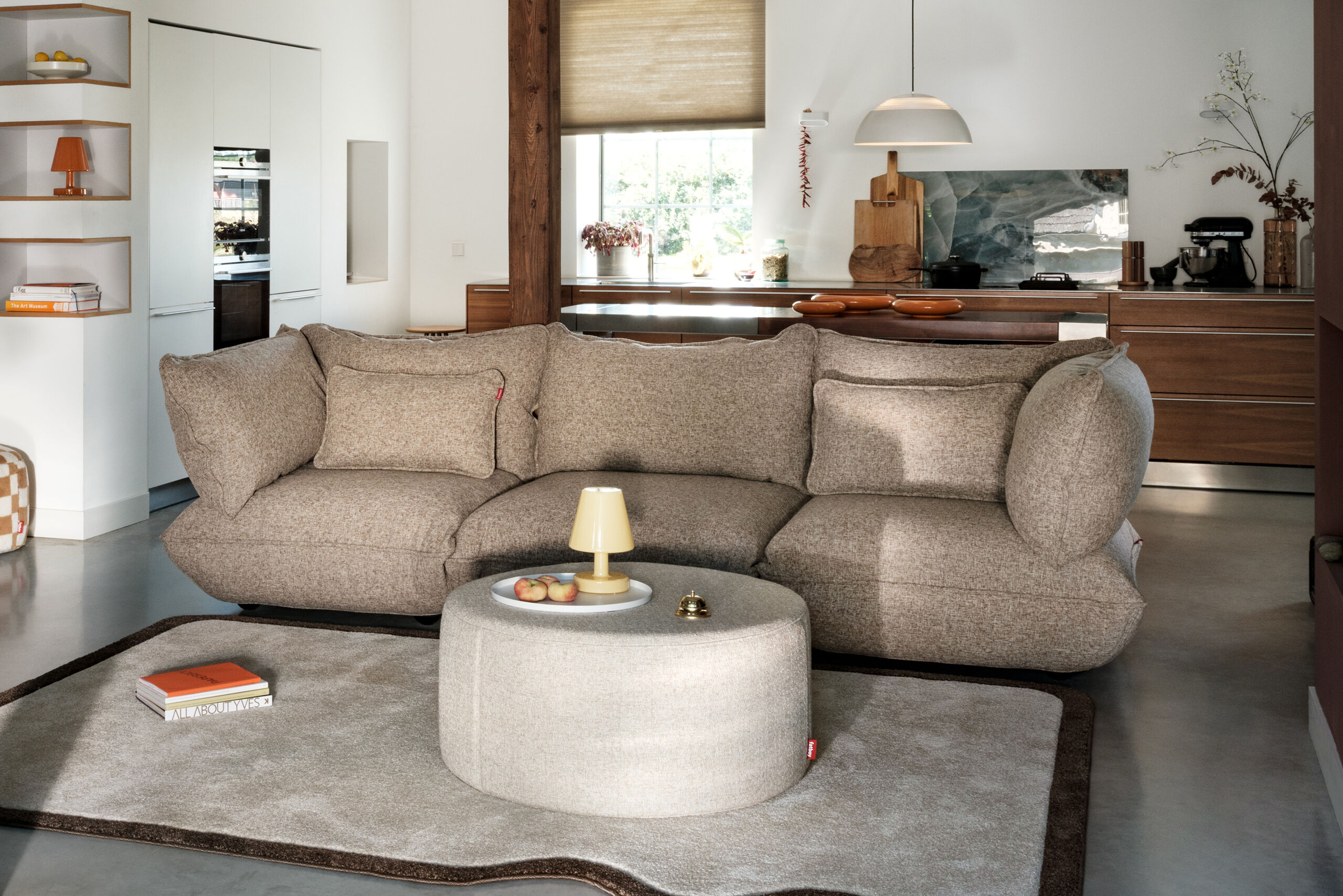 Puff Pillow Boucle recycled: rectangular decorative bouclé fabric ...